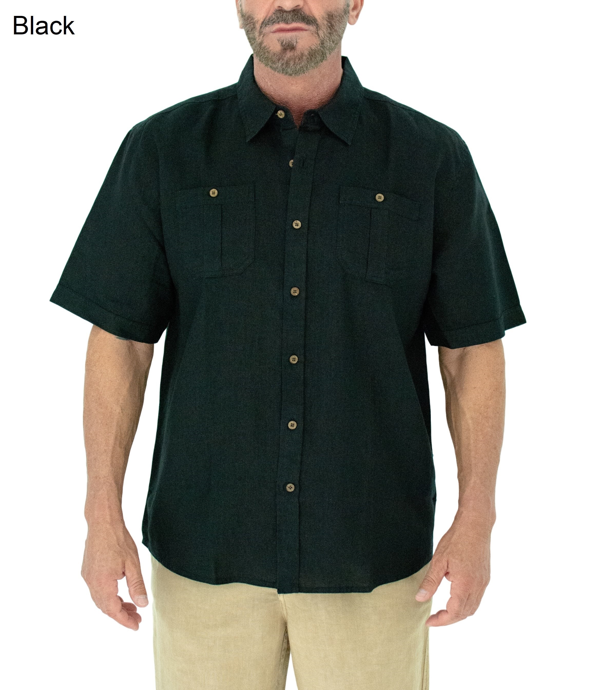 Short Fin Men's Short Sleeve Linen Shirt With 2 Front Pockets - Etsy
