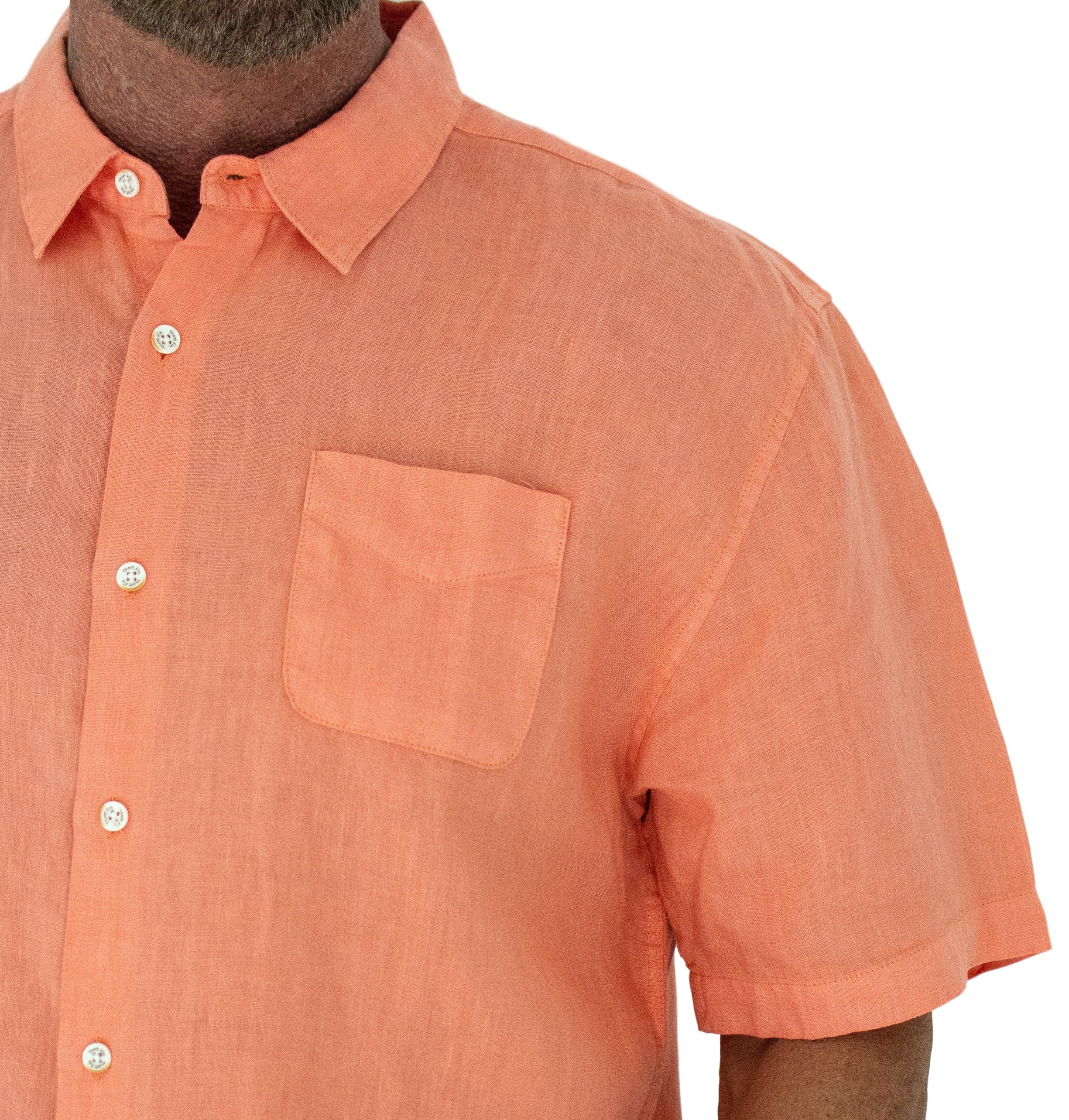 Short Fin Men's Short Sleeve Linen Shirt With Side Collar - Etsy