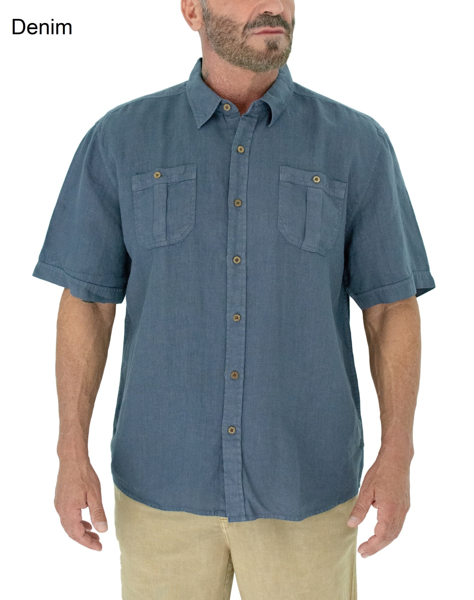 Short Fin Men's Short Sleeve Linen Shirt With 2 Front Pockets - Etsy