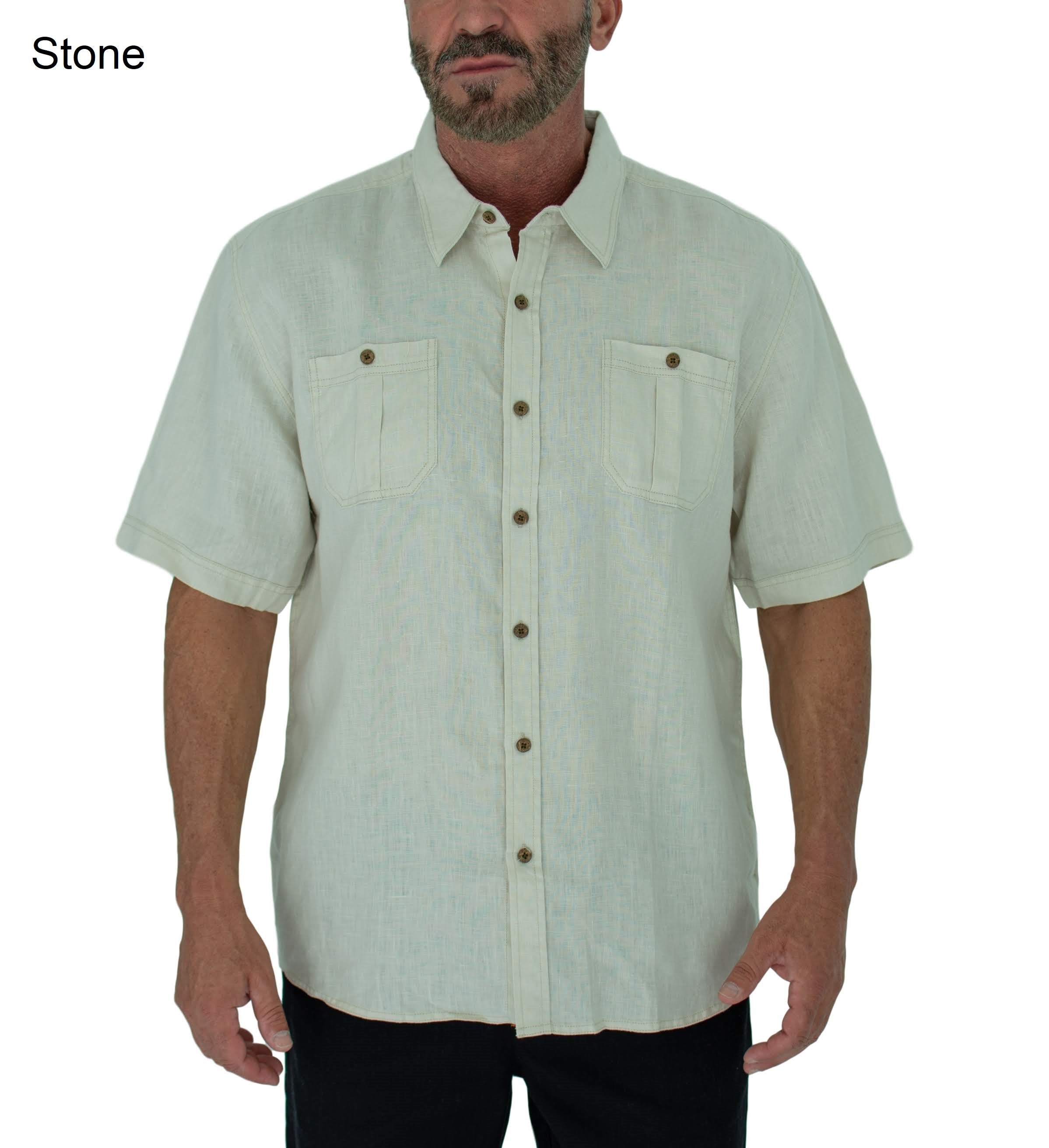 Short Fin Men's Short Sleeve Linen Shirt With 2 Front Pockets - Etsy