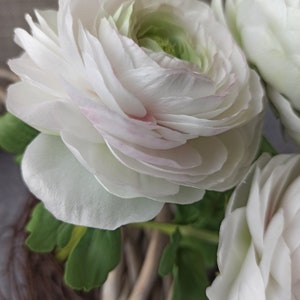 White Ranunculus, Bride Bouquet of Ranunculi, Real Touch Ranunculus for ...