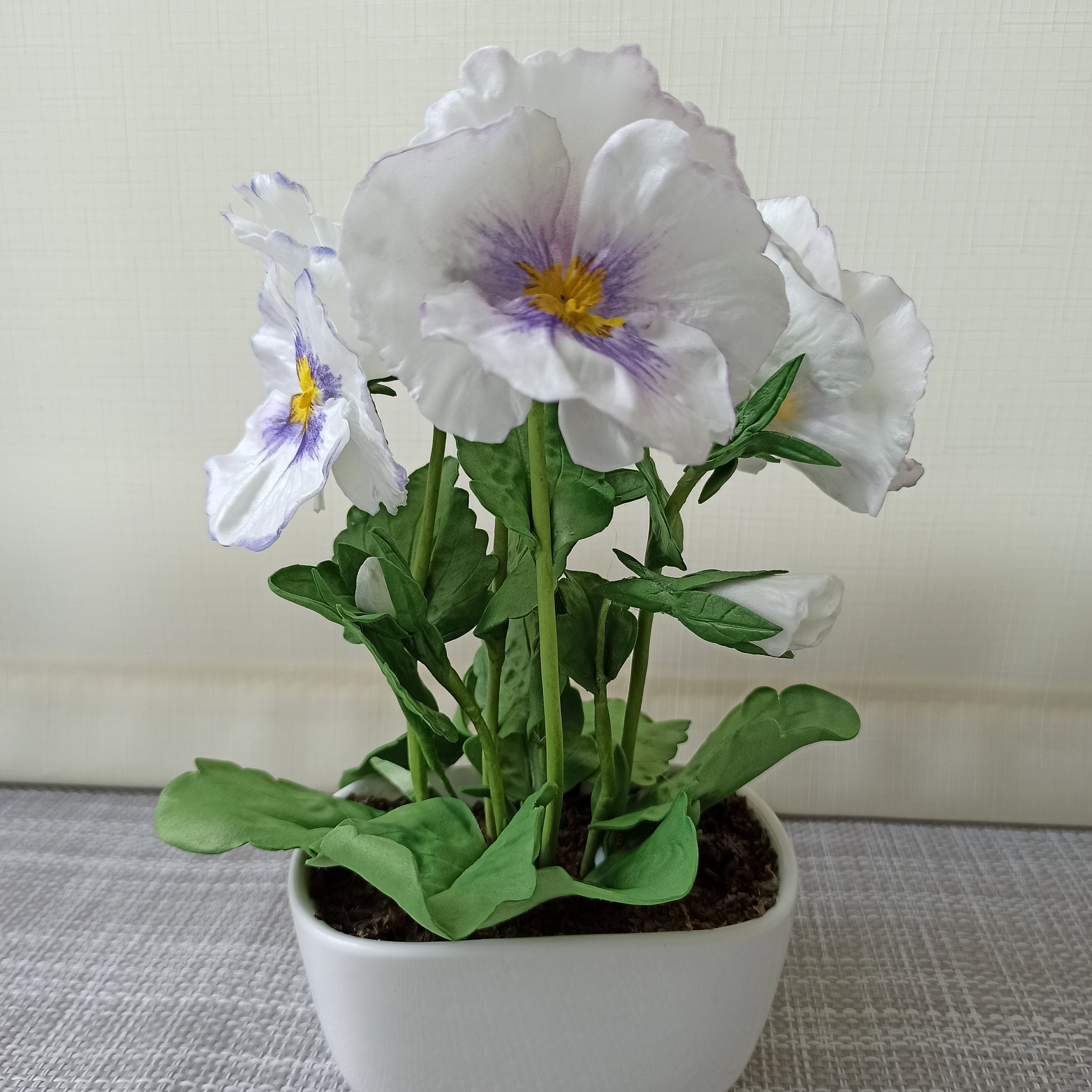 Pansies in Ceramic Vase, Atificial Pansies in Pot, Pansies Floral ...