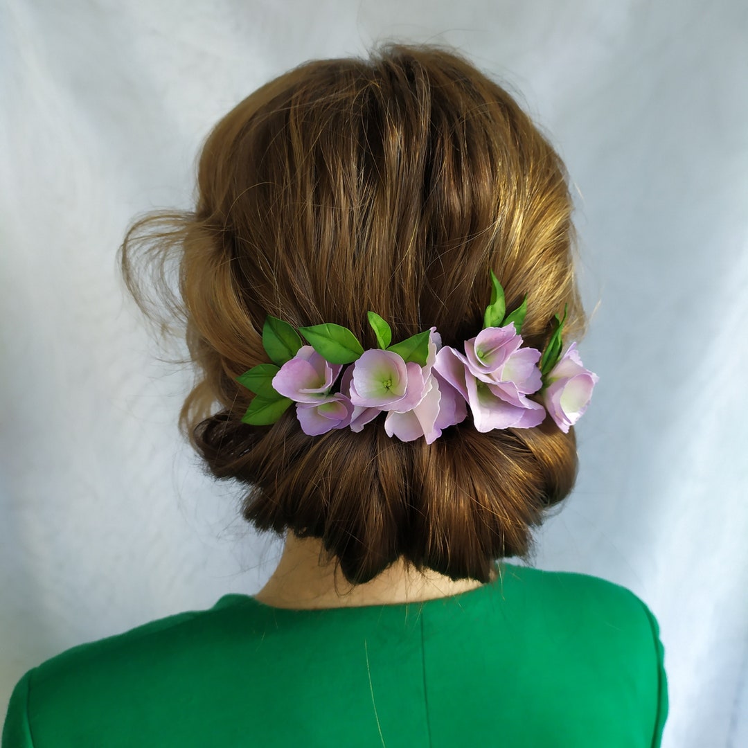 Set of 4 Hydrangeas Pins, Headband for First Holy Communion, Lilac ...