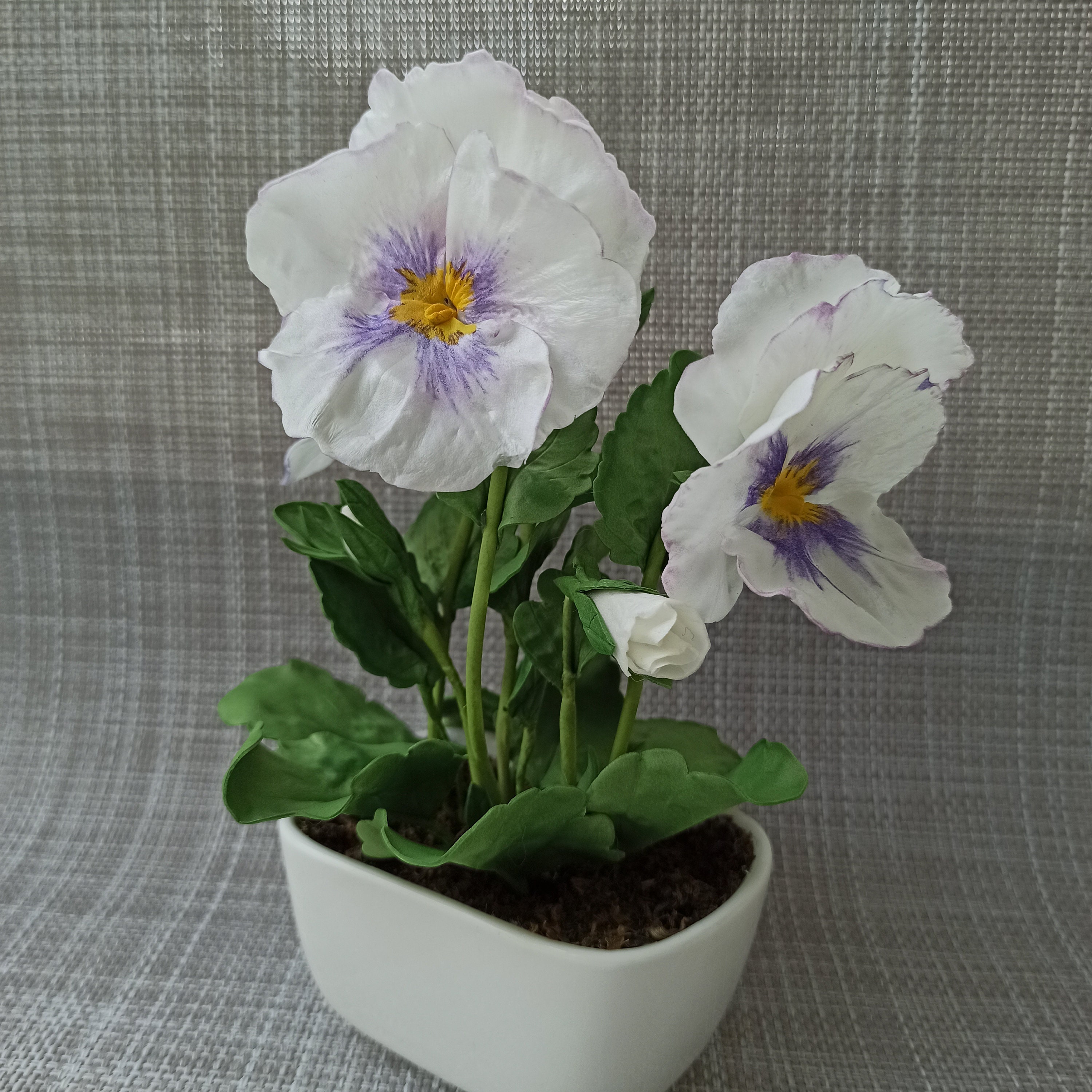 Pansies in Ceramic Vase, Atificial Pansies in Pot, Pansies Floral ...