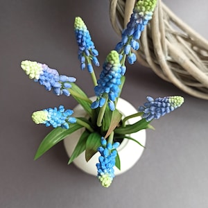 Blue Baby Grape Hyacinths, Realistic Mini Hyacinth in Vase,atificial ...
