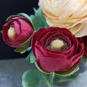 Burgundy Ranunculus Flower, Bouquet of Ranunculus, Artifical Flowers ...
