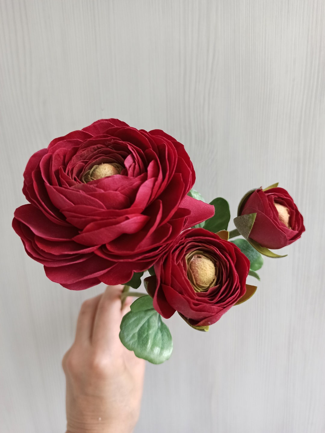 Burgundy Ranunculus, Bouquet of Burgundy Ranunculus, Real Touch ...