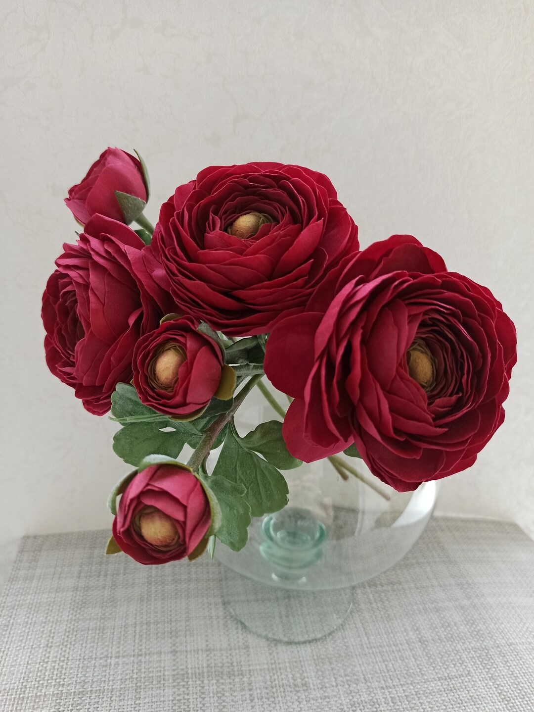 Burgundy Ranunculus Bouquet, Handmade Real Touch Flowers, Mother’s Day ...