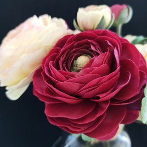 Burgundy Ranunculus Flower, Bouquet of Ranunculus, Artifical Flowers ...