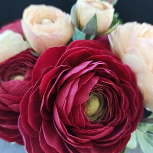 Burgundy Ranunculus Flower, Bouquet of Ranunculus, Artifical Flowers ...