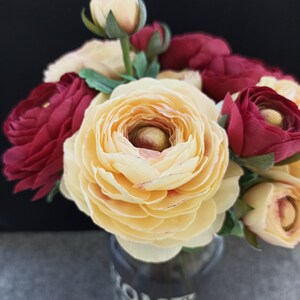 Burgundy Ranunculus Flower, Bouquet of Ranunculus, Artifical Flowers ...