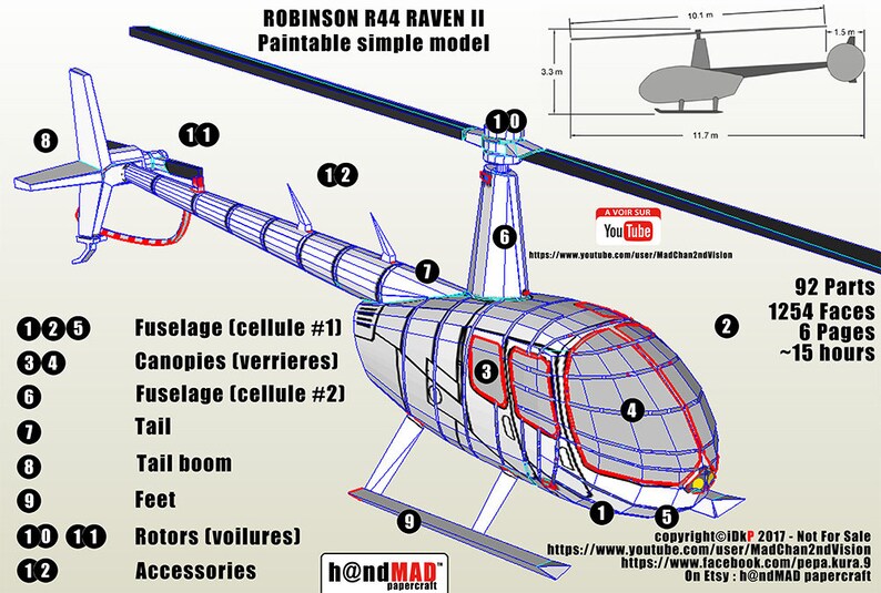 ROBINSON R44 RAVEN II Papercraft Simple Version (Instant Download) - Etsy