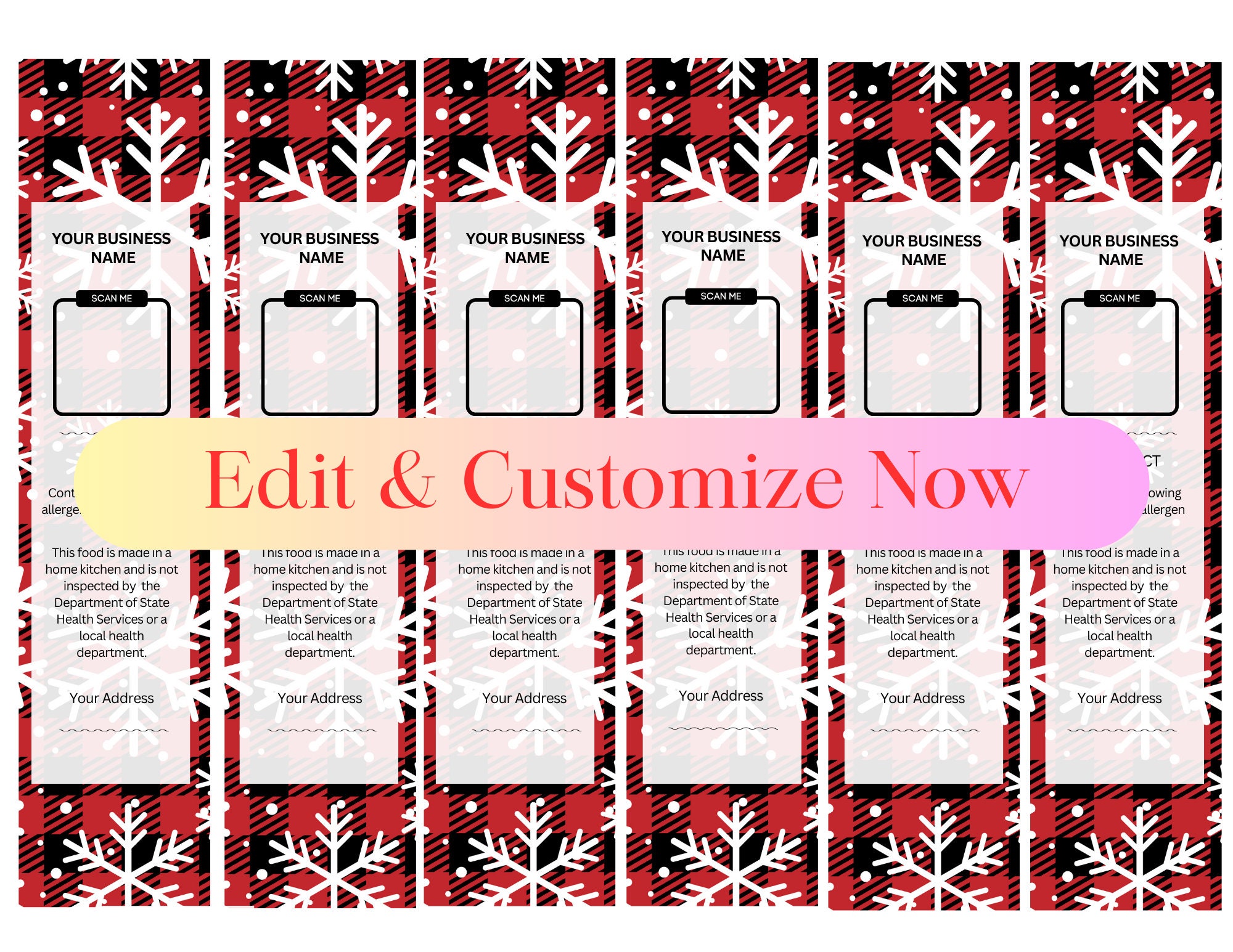 Winter Editable Packaging Label Mini Cake Packaging Labels Mini Cake ...