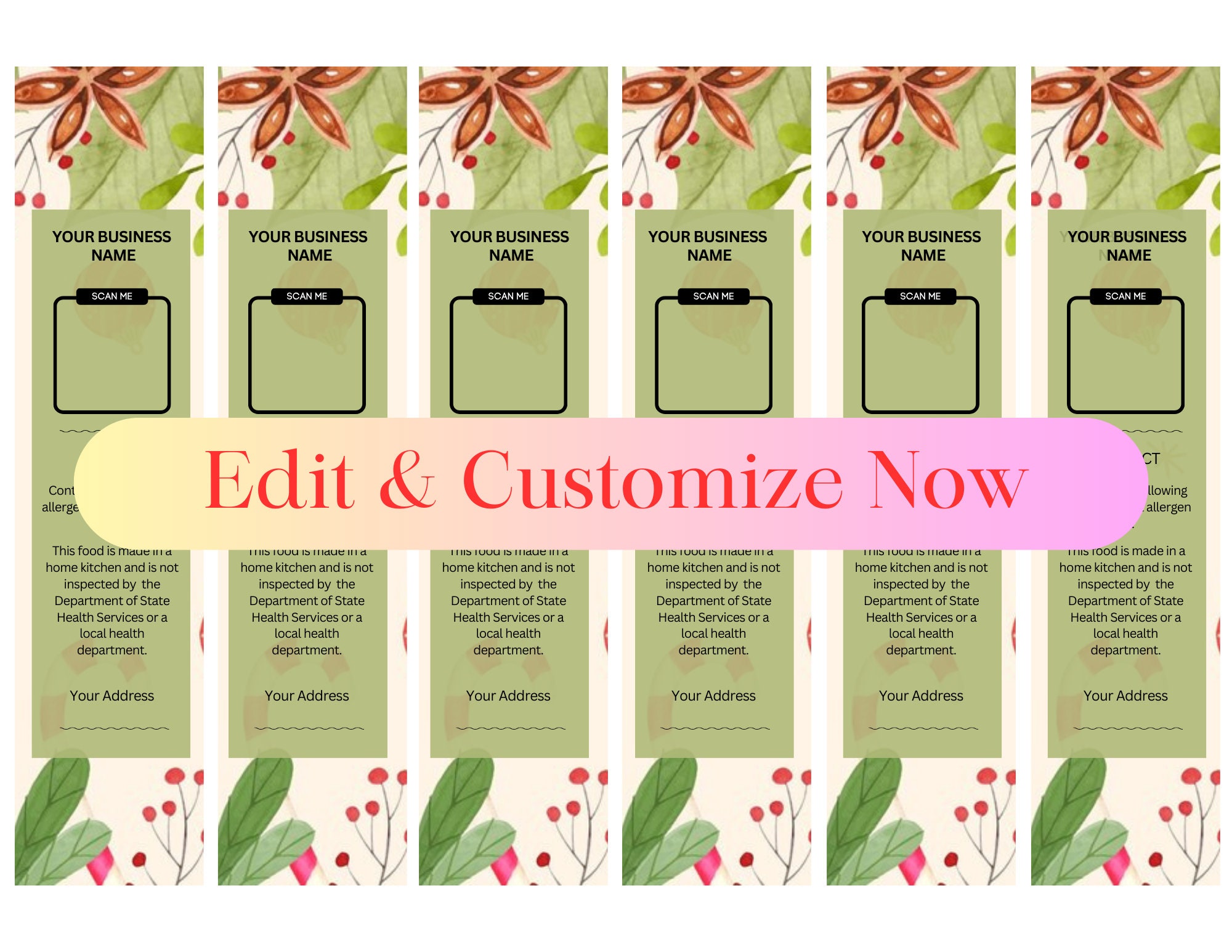 Winter Editable Packaging Label Mini Cake Packaging Labels Mini Cake ...