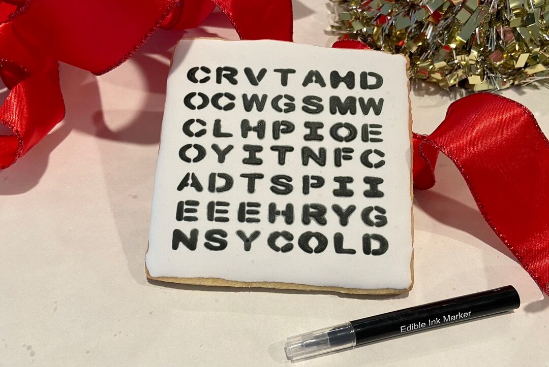 PYO Edible Word Search Cookie-note to Santa Cookie - Etsy
