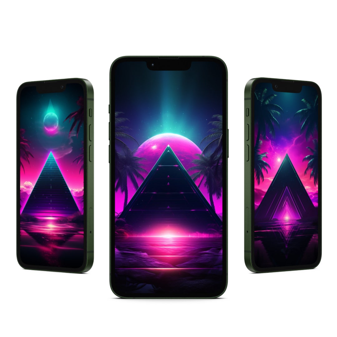 Synthwave iPhone Wallpaper Retro Backgrounds Synthwave 1980s Moon ...