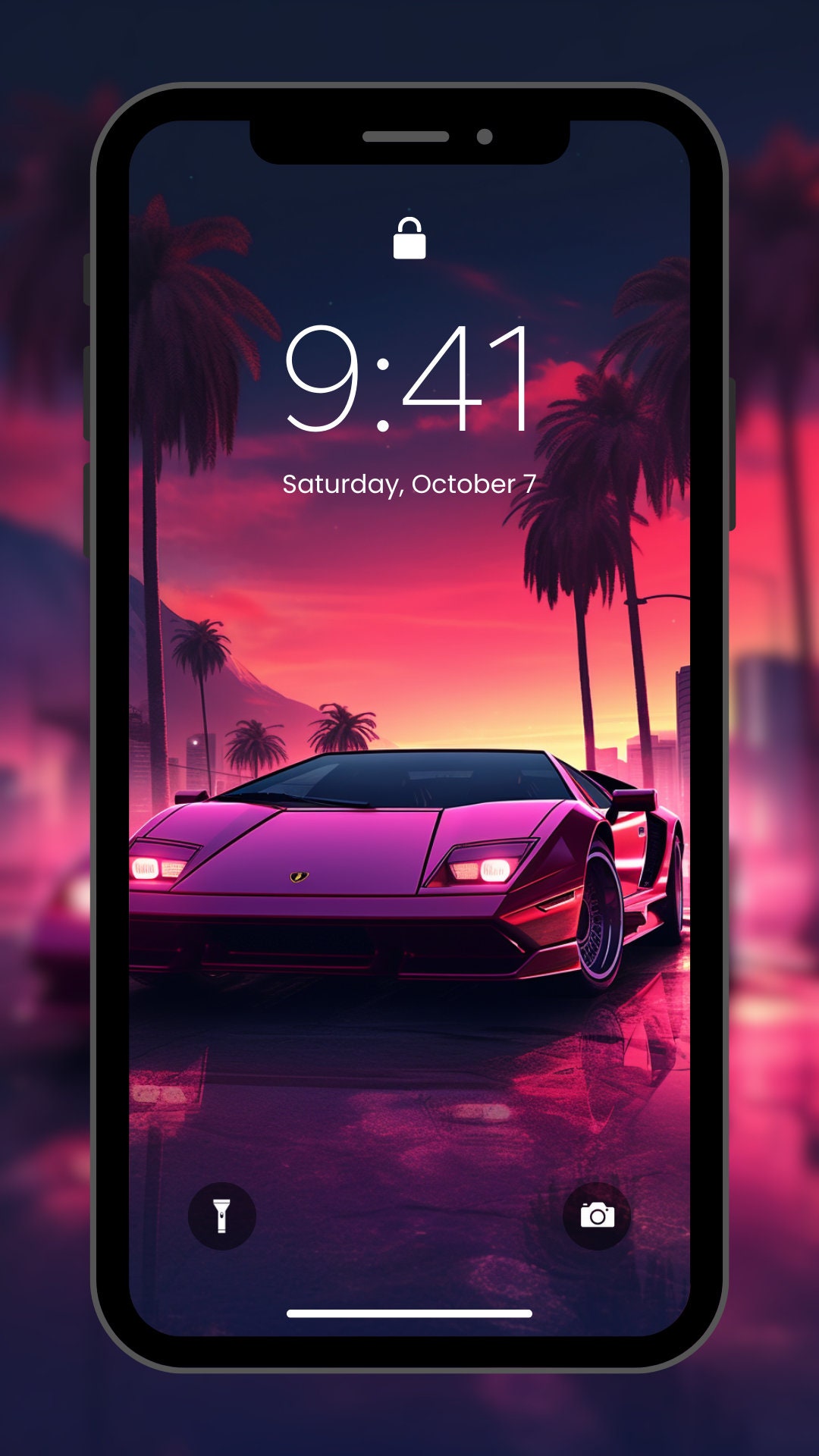 Synthwave iPhone Wallpaper Retro Backgrounds Lamborghini 1980s Sunset ...