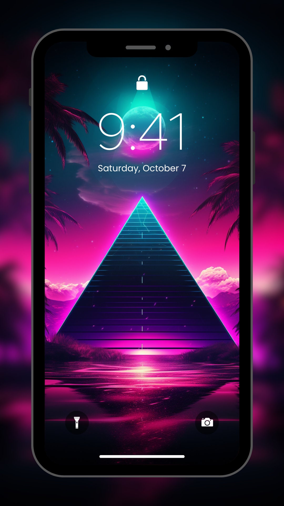 Synthwave iPhone Wallpaper Retro Backgrounds Synthwave 1980s Moon ...
