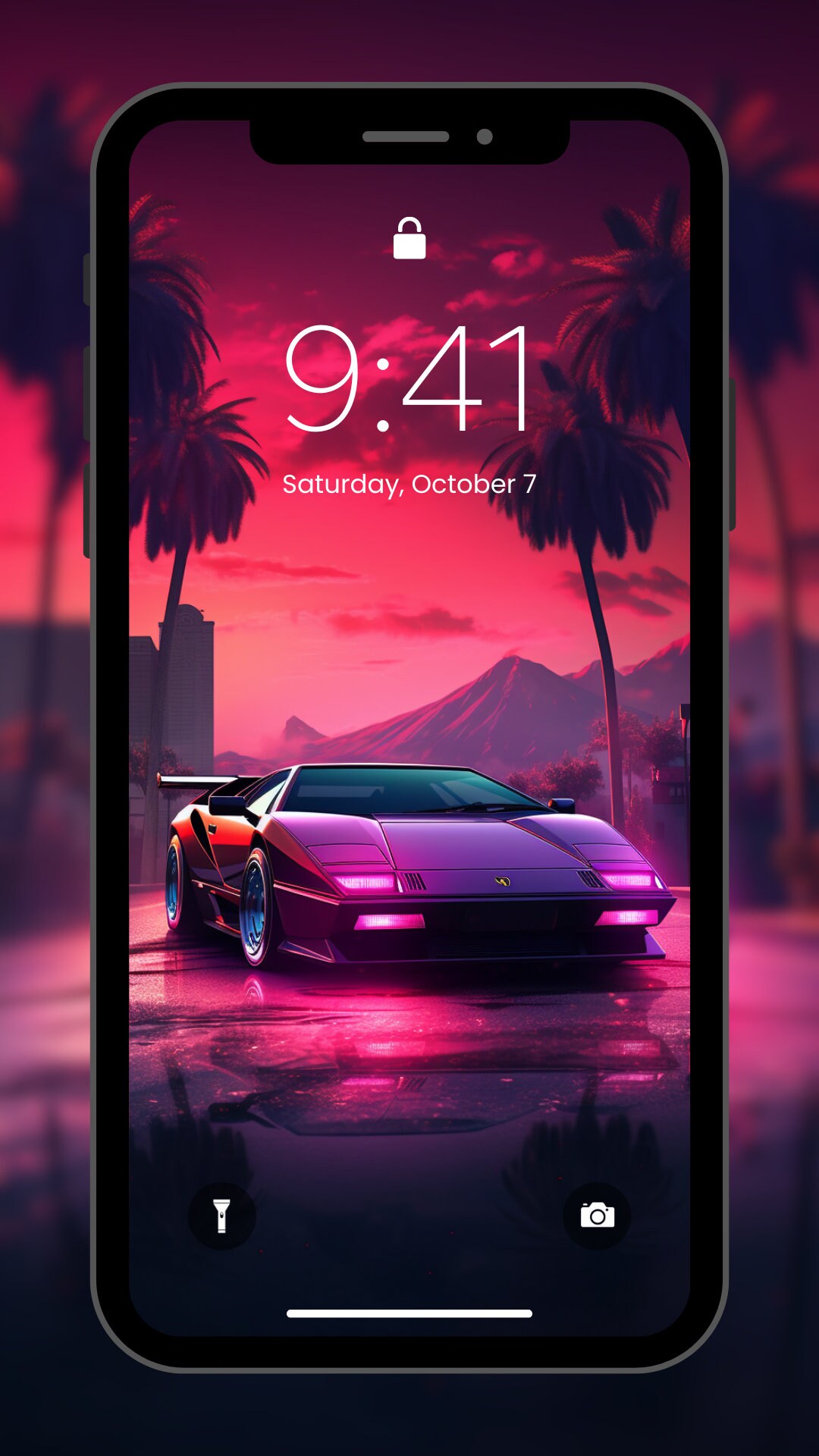 Synthwave iPhone Wallpaper Retro Backgrounds Lamborghini 1980s Sunset ...