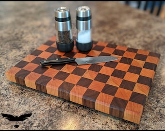 Maple and Walnut End Grain Butcher Block Cutting Board Checkerboard ...