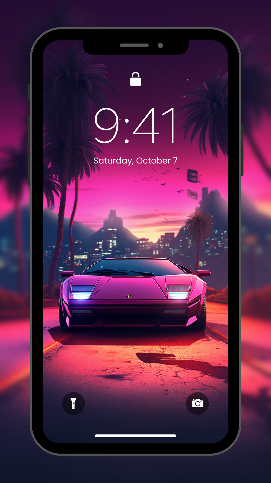 Synthwave iPhone Wallpaper Retro Backgrounds Lamborghini 1980s Sunset ...