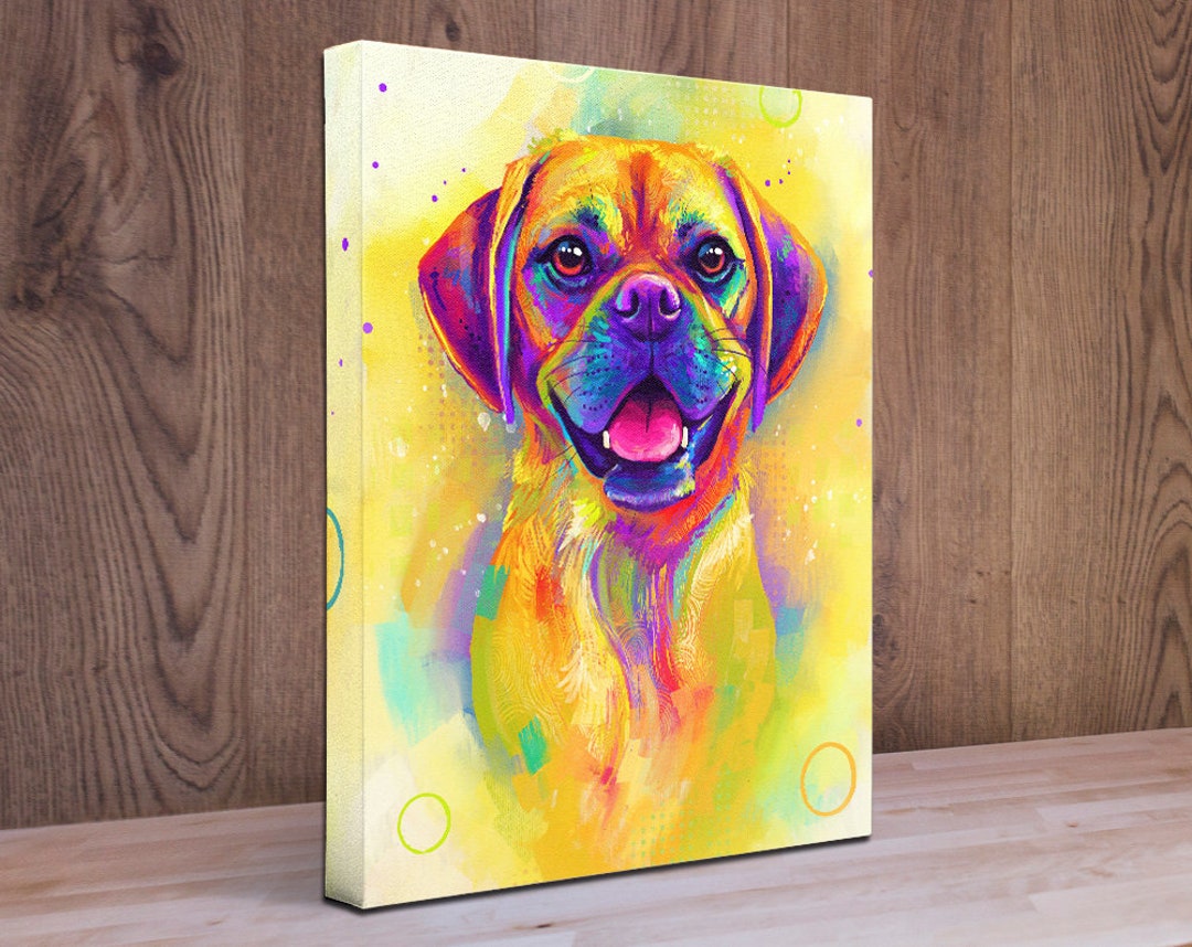 Puggle Canvas Canvas Art Canvas Wall Art Illustration Home Decor Dog ...