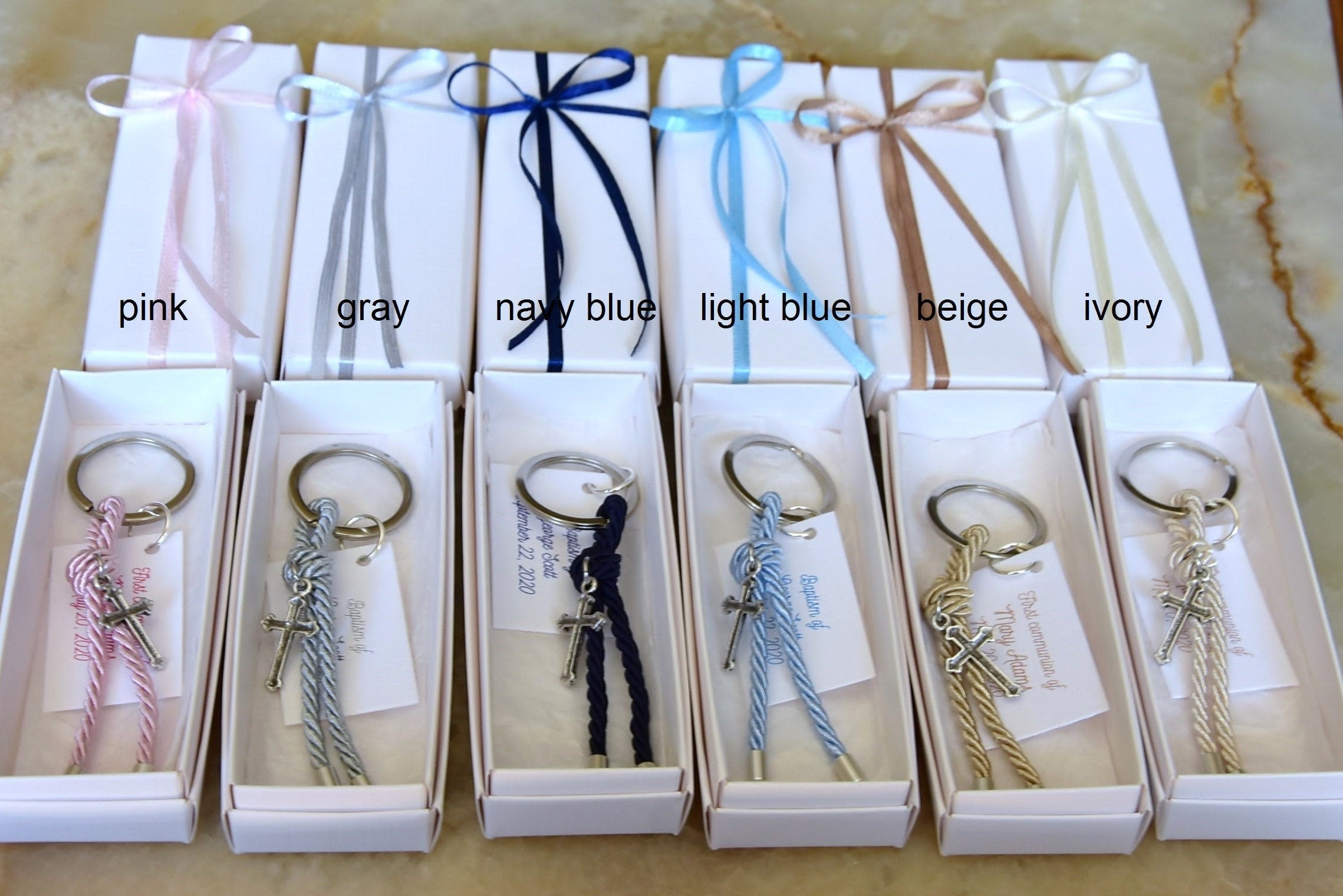 10 pcs Personalized Baby Shower favors keychains with cross | Etsy