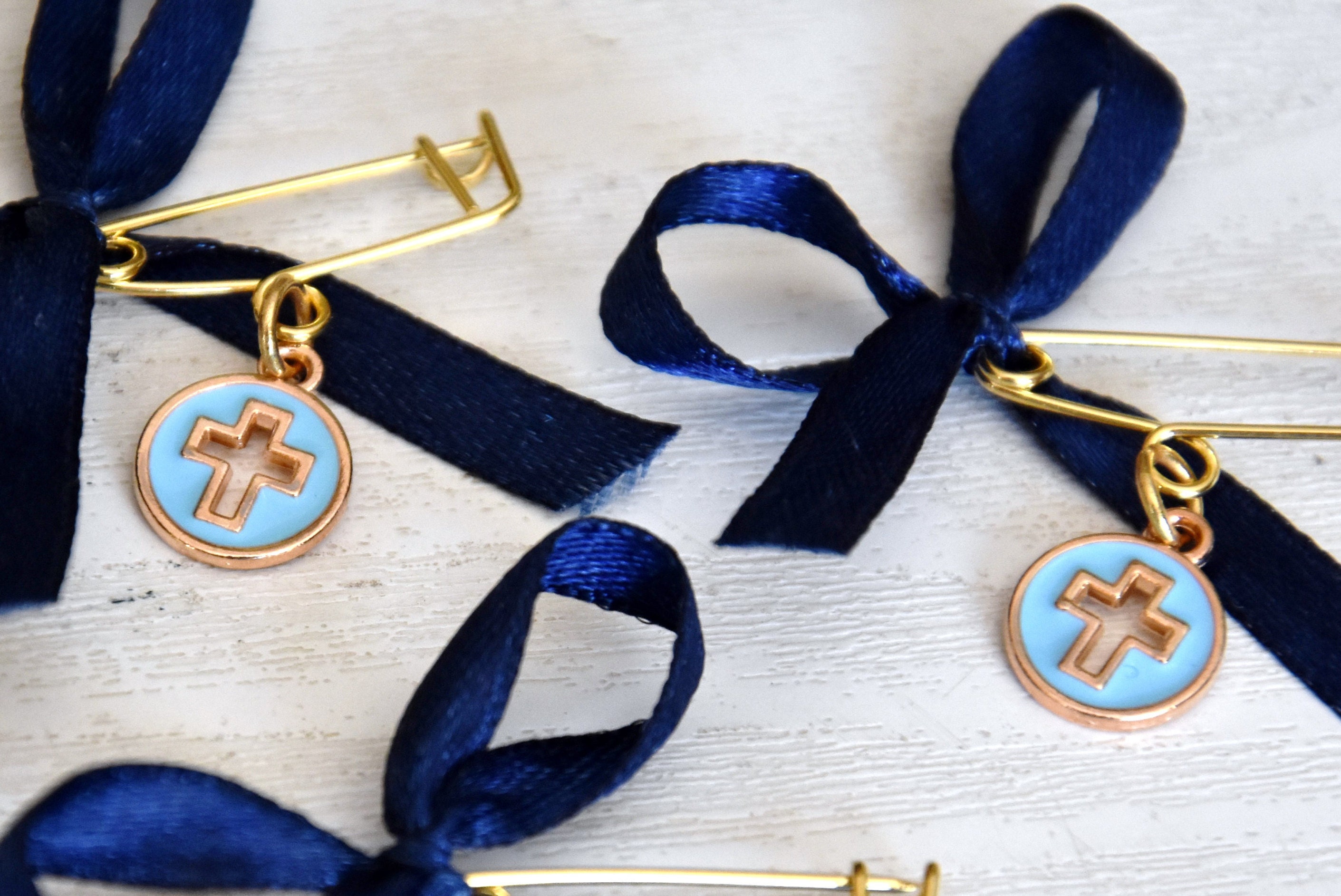 Baptism witness pins with enameled cross to offer to your | Etsy