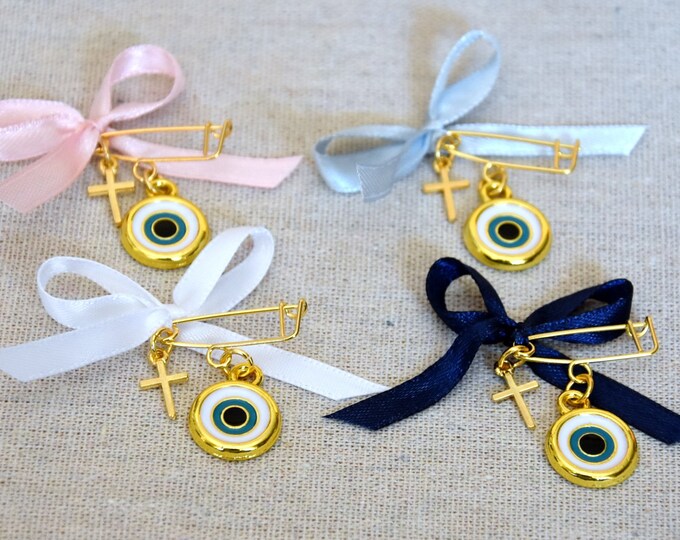 Evil Eye Martyrika Witness Pins for Greek Orthodox Baptism for - Etsy