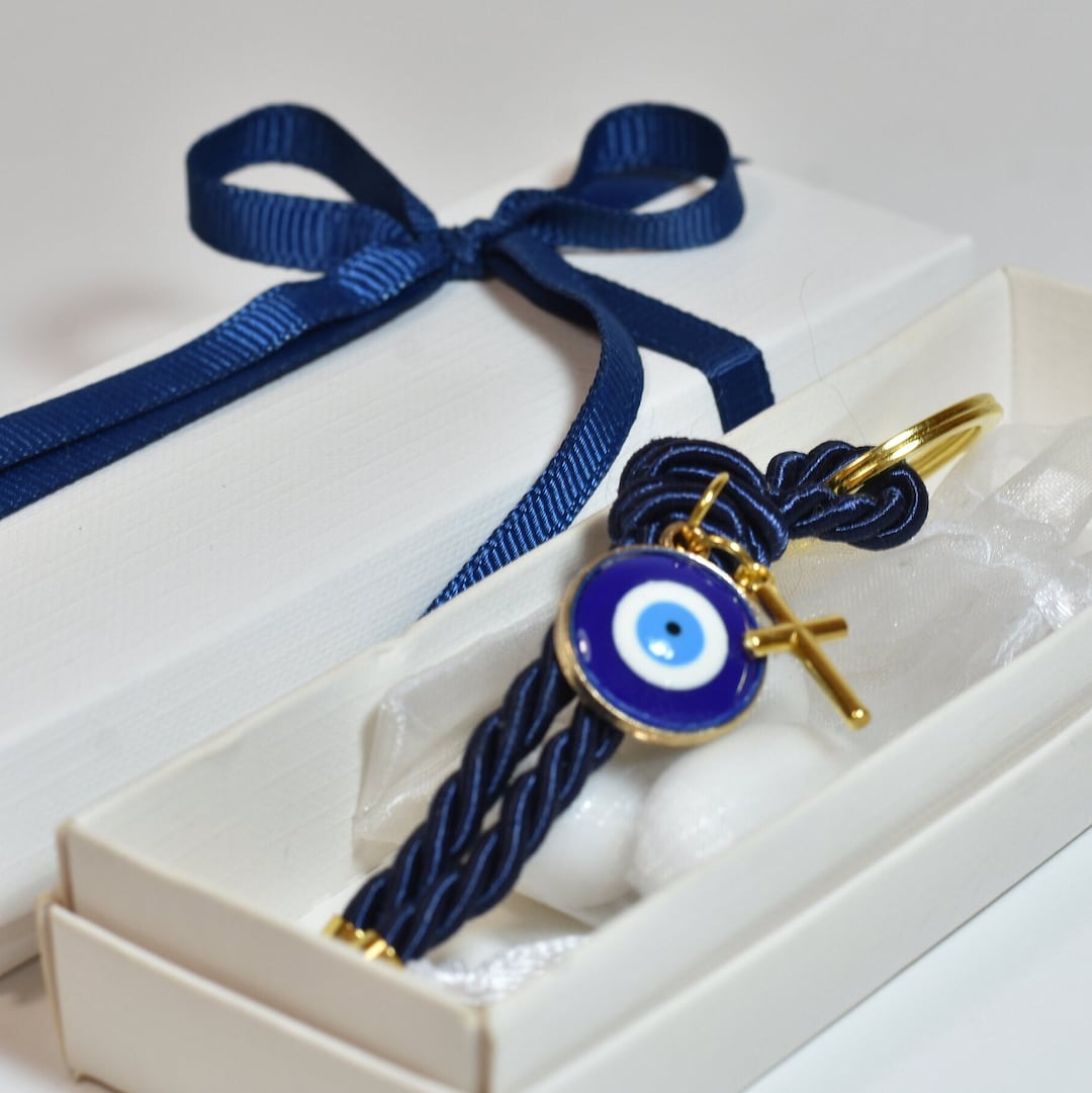 10 Pcs,bomboniera With Evil Eye Cross and Organza Pouch With 3 Jordan ...