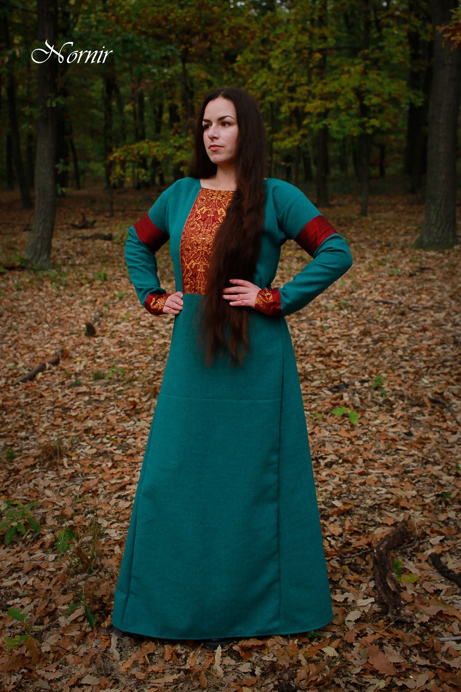 Woolen Dress With Persian Lions Damask Silk, Silk and Pearls ...