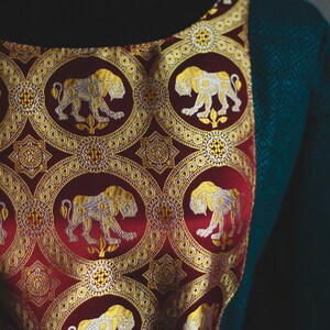 Woolen Dress With Byzantine Lions Silk Brocade / Byzantine / Slavic / Kievan Rus / Viking Dress ...