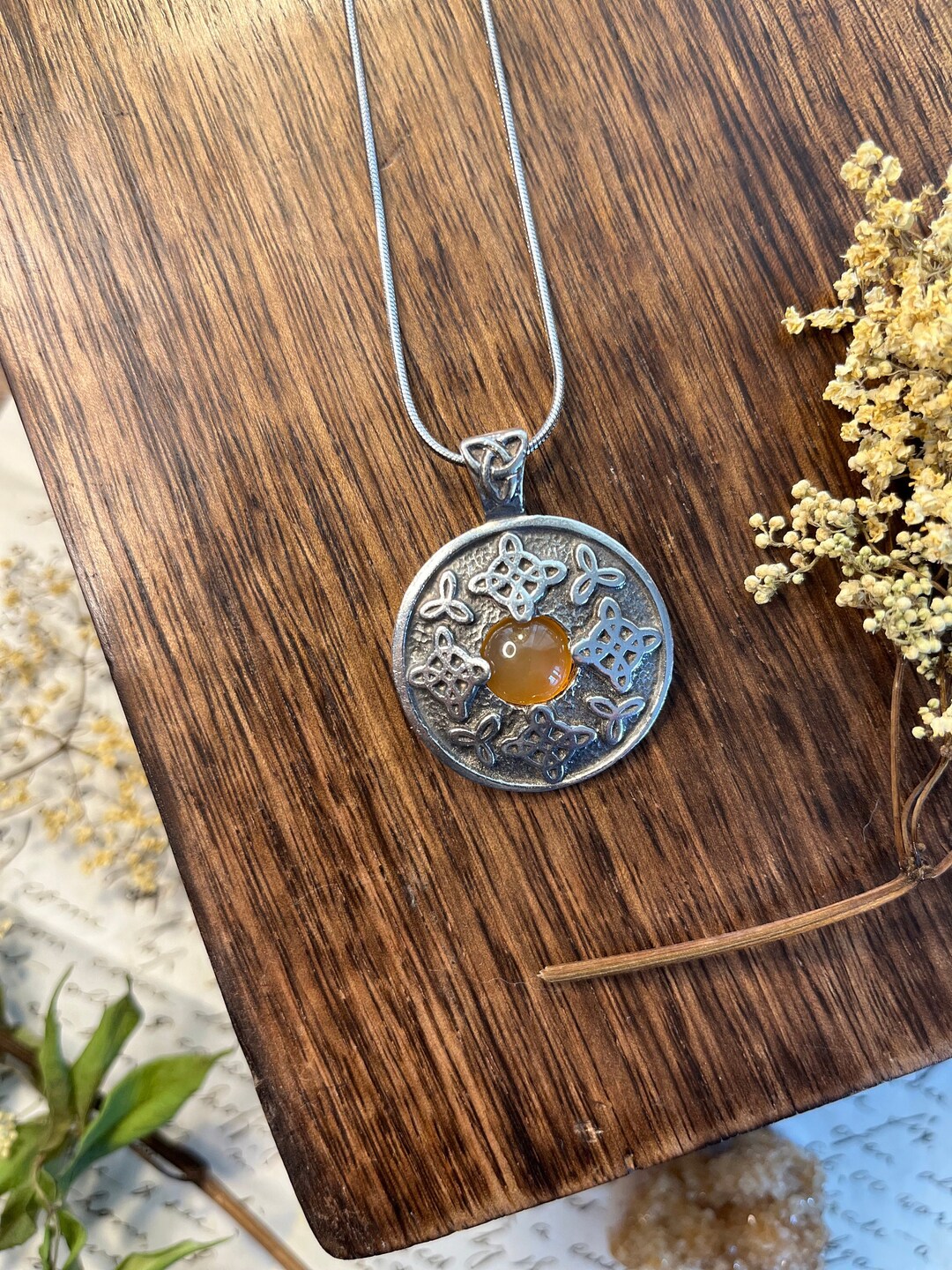 Celtic Knot Protection Amulet Necklace With Carnelian - Etsy