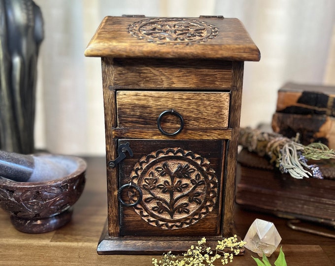 Apothecary Herbal Cabinet Herb Cabinet Herb Chest Tree of Life Sacred ...
