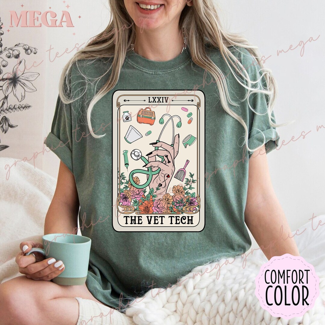 Comfort Colors Vet Tech Shirt, Vet School Student Shirt, Vet Tech Tarot ...