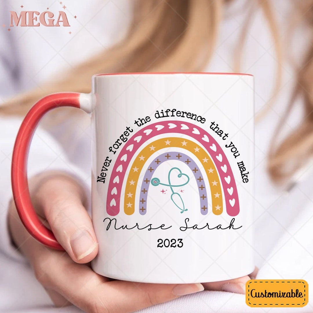 Personalized Nurse Mug, Nurse Coffee Mug, Rainbow Nurse Mug, Gift for ...