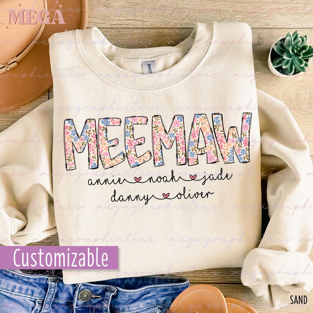 Wildflowers Meemaw Sweatshirt, Floral Custom Meemaw Sweatshirt, Gift ...