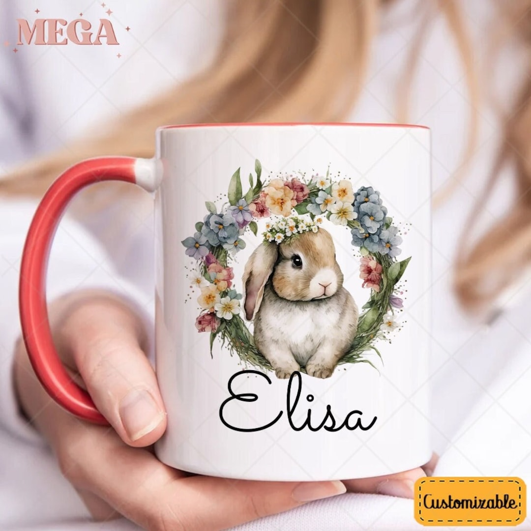 Personalized Bunny Mug, Cute Rabbit Mug, Bunny Coffee Mug, Rabbit Mug ...
