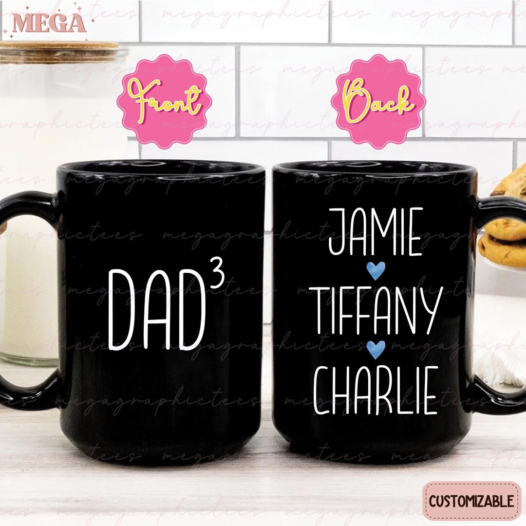 Dad of Three Mug, Personalized Dad of 3 Gift, Custom Gift for Father of ...