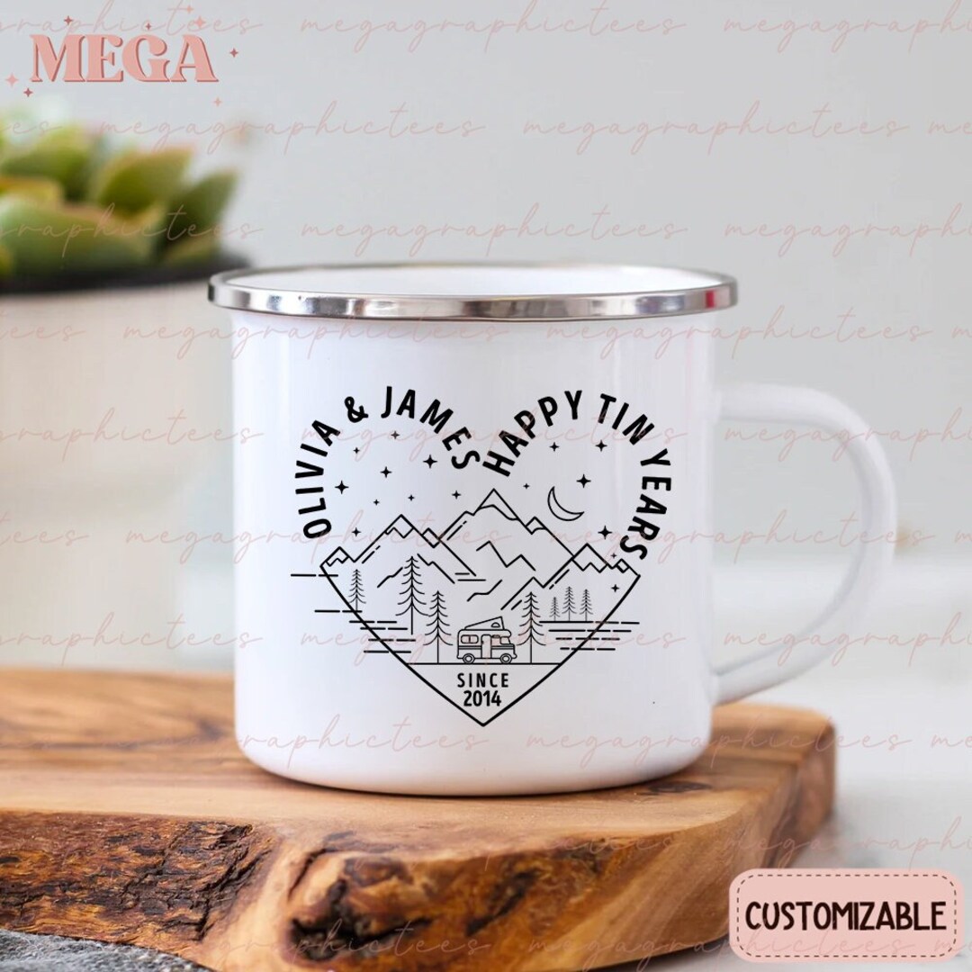 Personalized Tin Years Mug, Tin Year Anniversary Mug, Tin Year ...