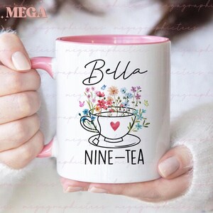 Nine Tea Mug, Custom 90th Birthday Mug, Personalized Gift for 90th ...