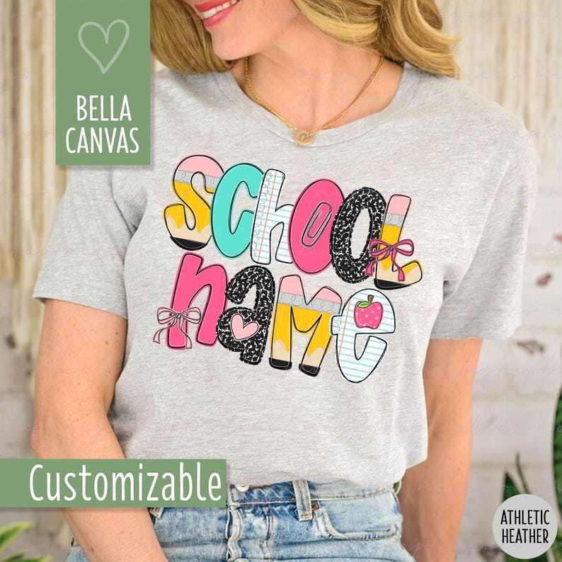 Custom School Name Shirt, Personalized School Name Shirt, Teacher Name ...