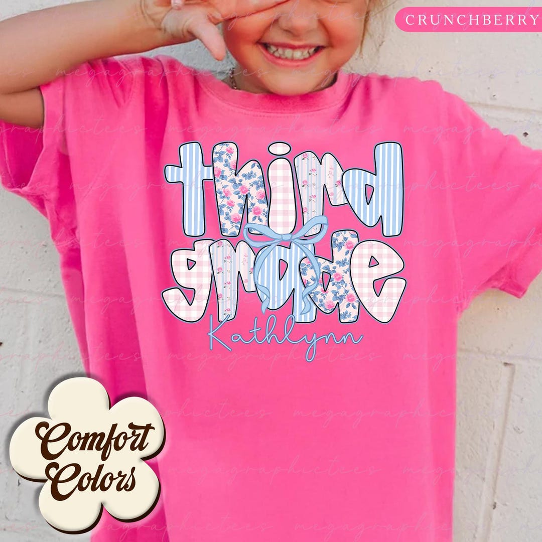 Third Grade Girl Shirt, Personalized 3rd Grade Girl Shirt, Coquette ...