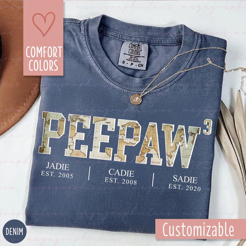 Custom Peepaw Shirt With Kids' Names, Personalized Peepaw of 3 Kids ...