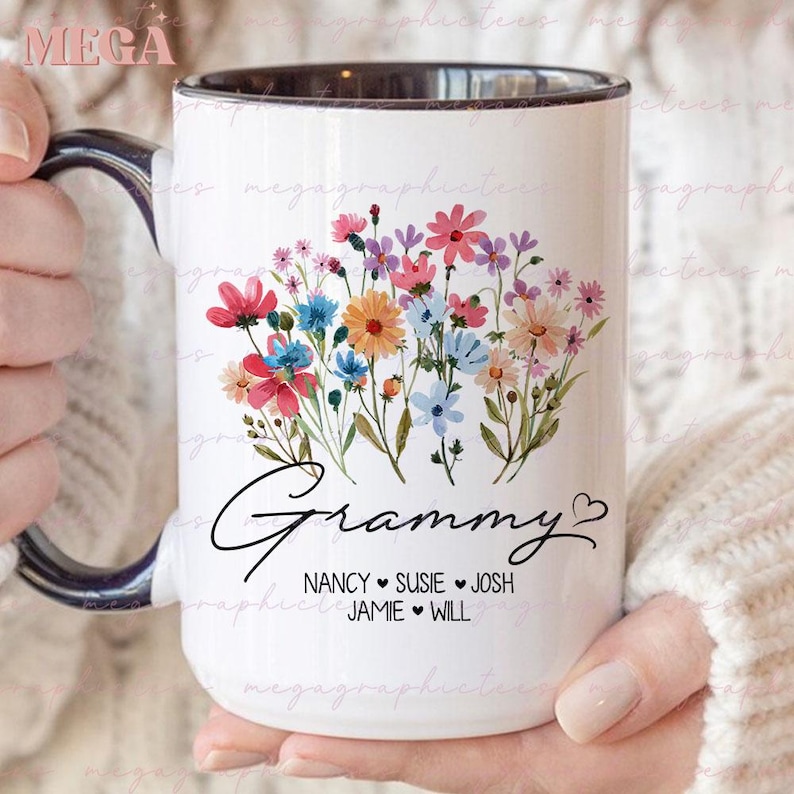 Custom Grammy Mug, Personalized Grammy Mug, Wildflowers Grammy Mug ...