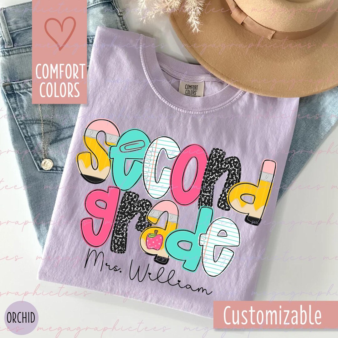 Personalized Second Grade Teacher Shirt, Custom 2nd Grade Teacher Shirt ...