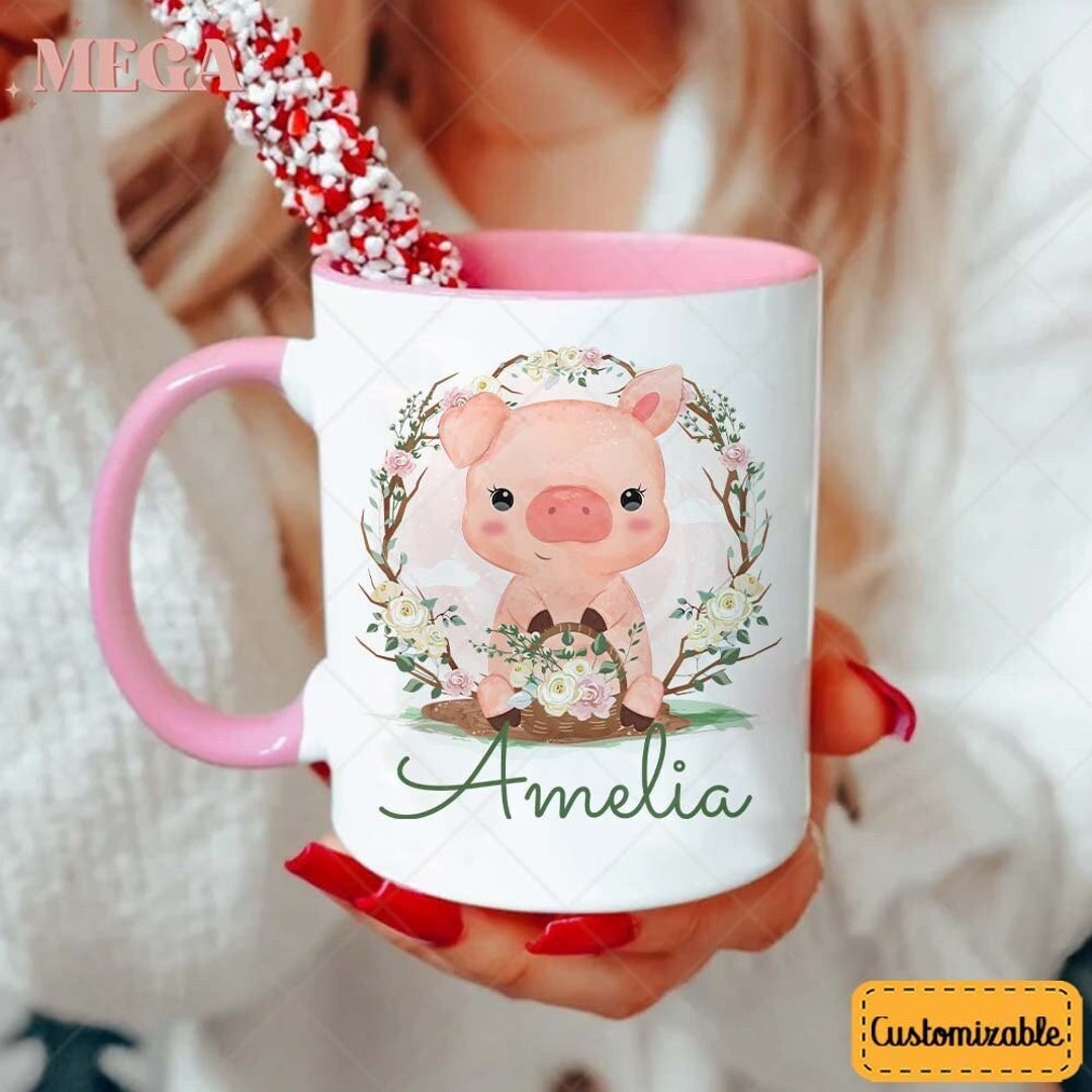 Personalized Pig Mug, Cute Piggy Mug, Piggy Coffee Mug, Pig Mug, Gift ...