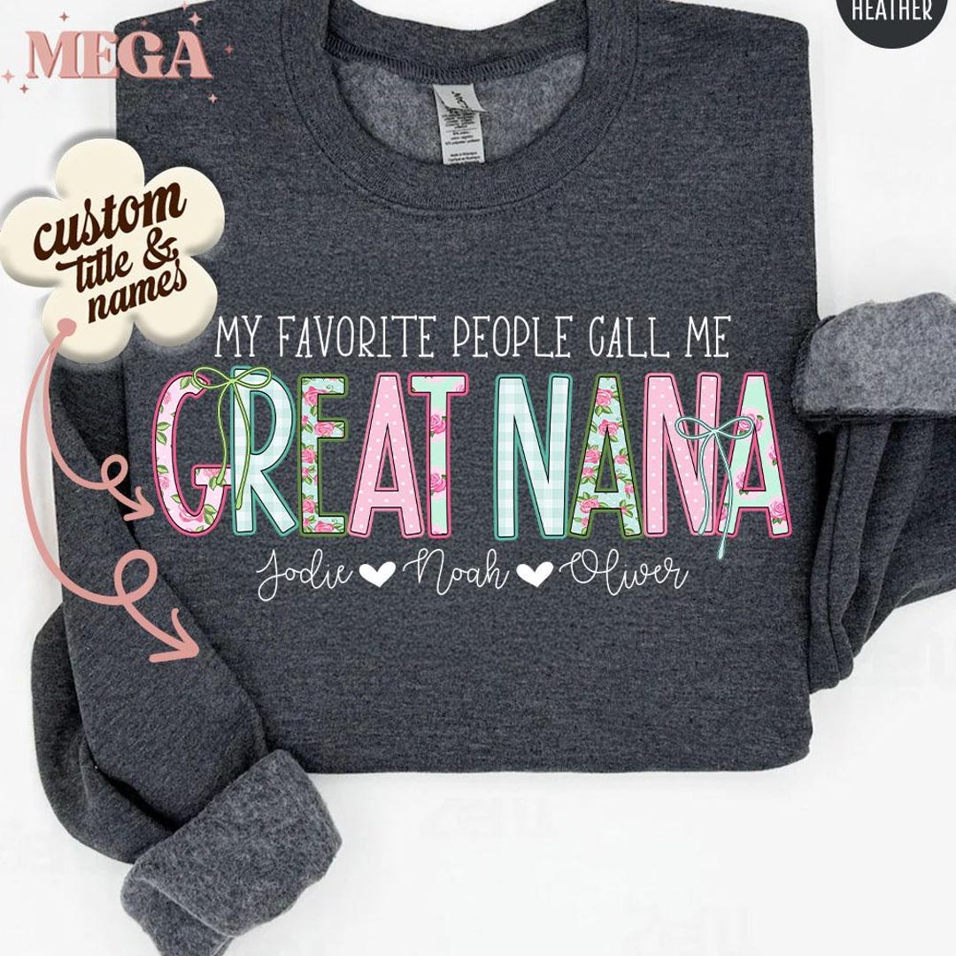 Personalized Great Nana Shirt, Custom Great Nana With Kids' Name Shirt ...