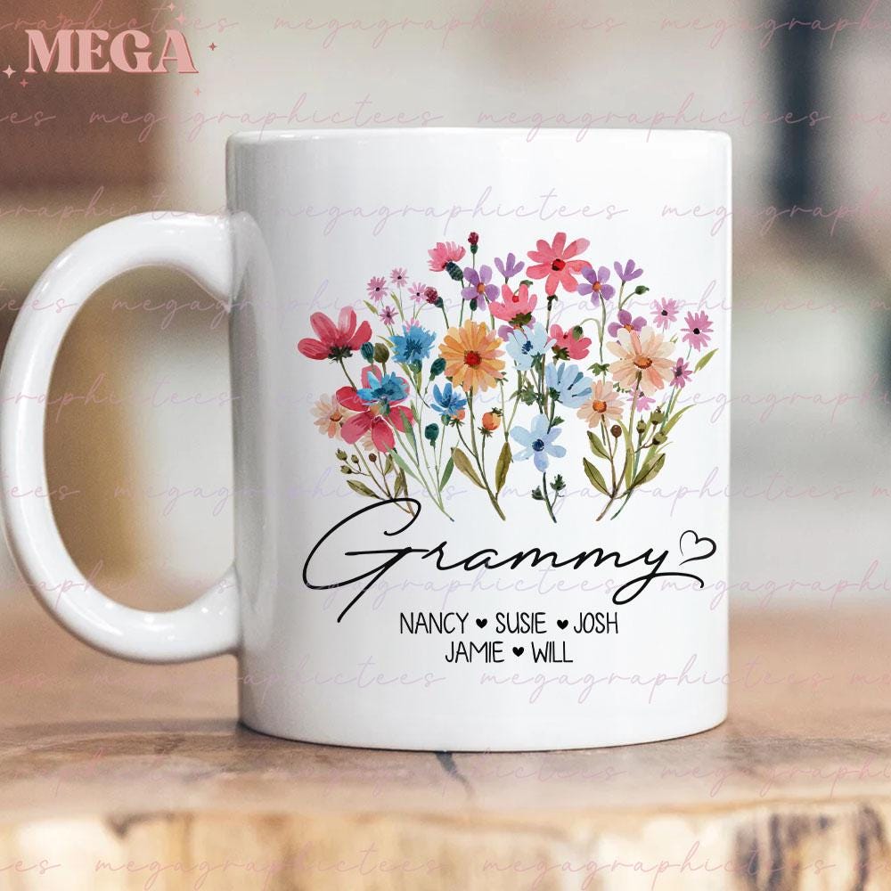 Custom Grammy Mug, Personalized Grammy Mug, Wildflowers Grammy Mug ...