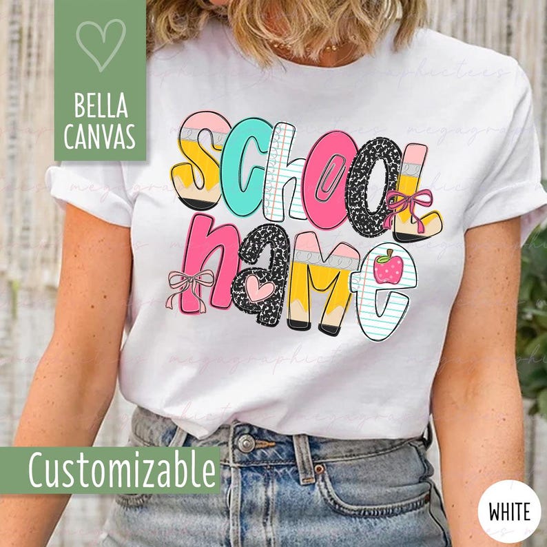 Custom School Name Shirt, Personalized School Name Shirt, Teacher Name ...